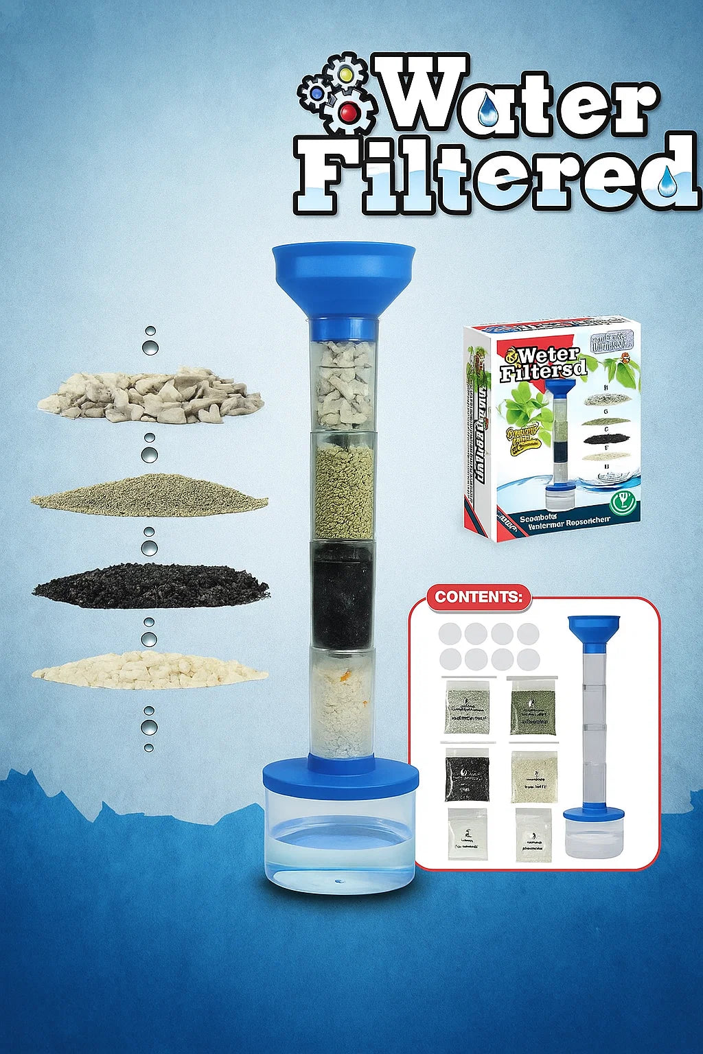 Water Filtration Experiment Science Kit [PD] – Kaliber