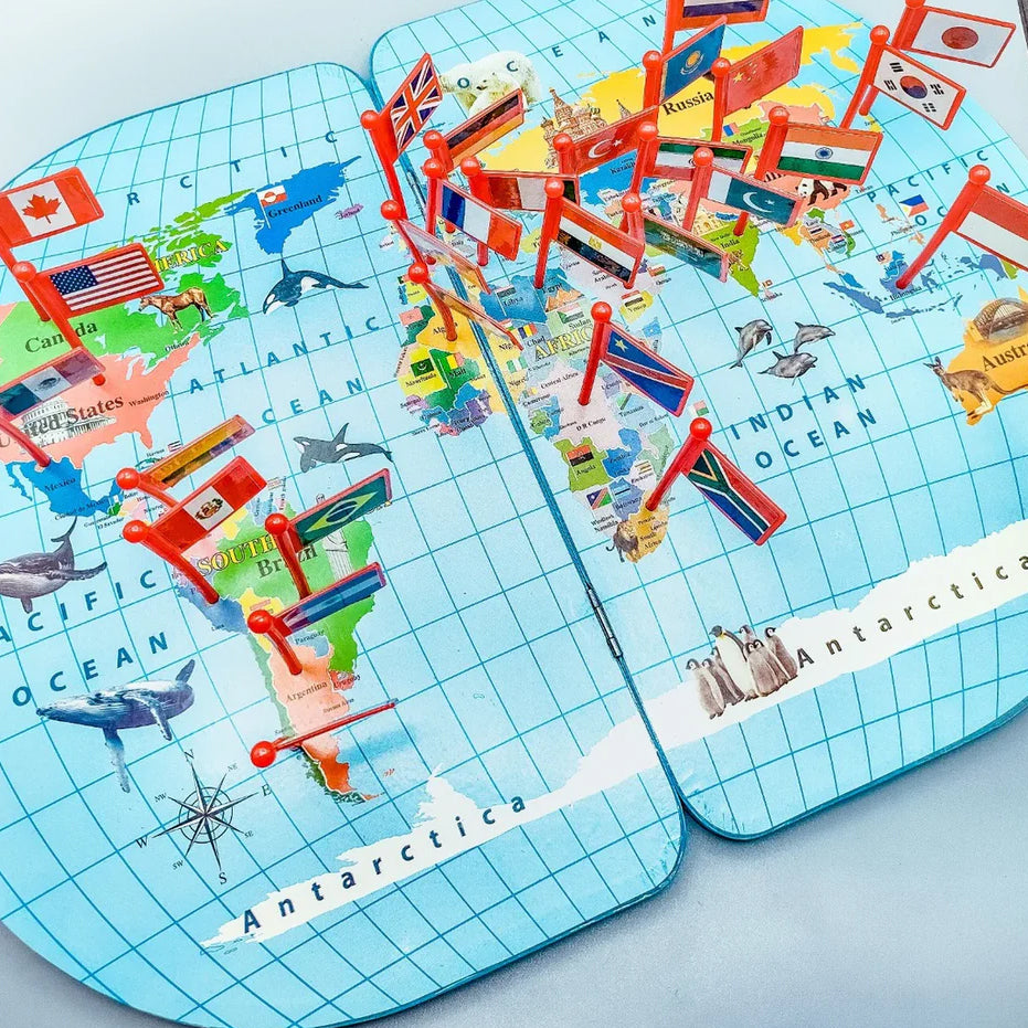 Educational Wooden World Map National Flags [PD][1Pc] – Kaliber